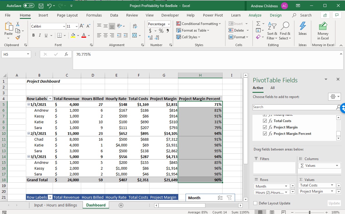 Project Accounting Template Excel